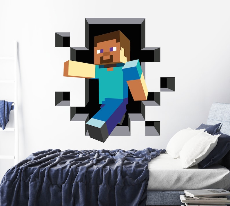 Custom Gamer Block Boy Wall Decal Personalized Gamer Block Boy Vinyl ...