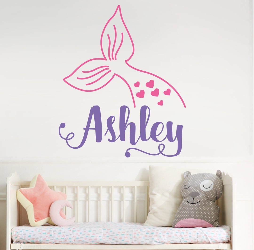 Custom Mermaid Tail Name Wall Decal| Personalized Sirenita Tail ...