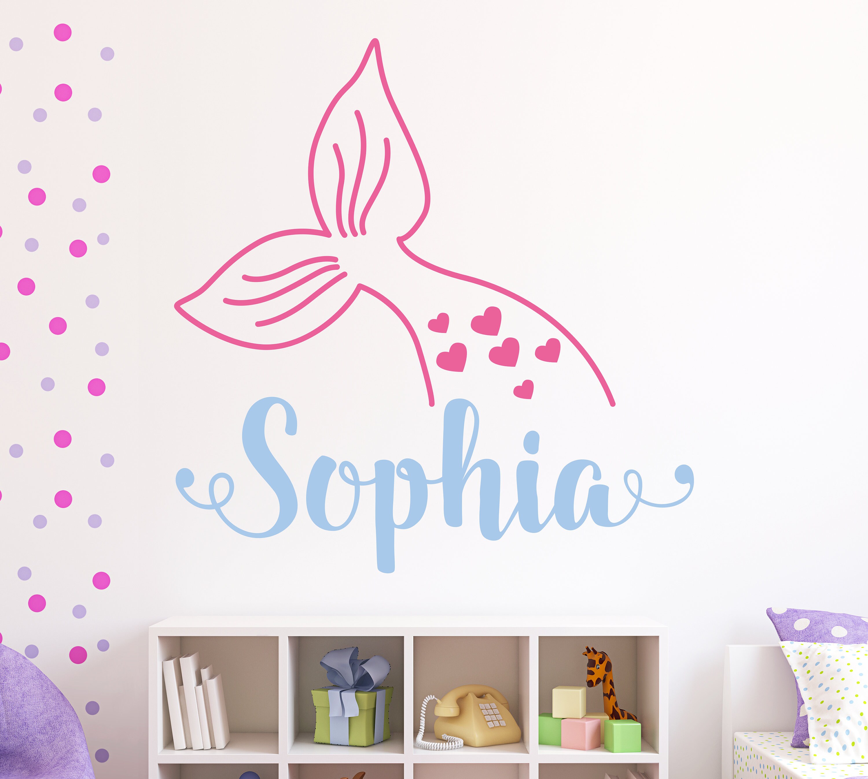 Custom Mermaid Tail Name Wall Decal| Personalized Sirenita Tail ...