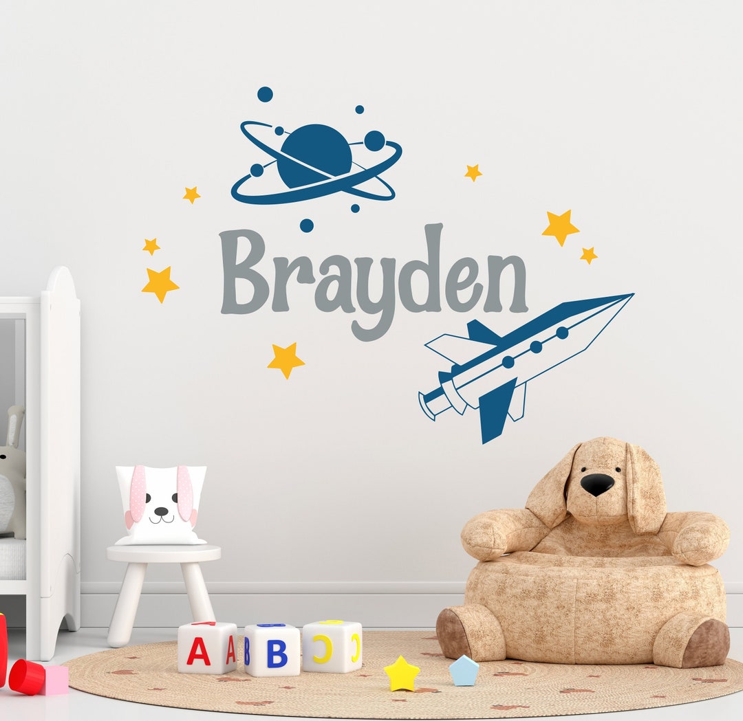 Custom Space Rocket Name Wall Decal, Personalized Name Vinyl Decal ...