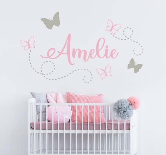 Custom Pretty Butterfly Name Wall Decal Personalized Name | Etsy