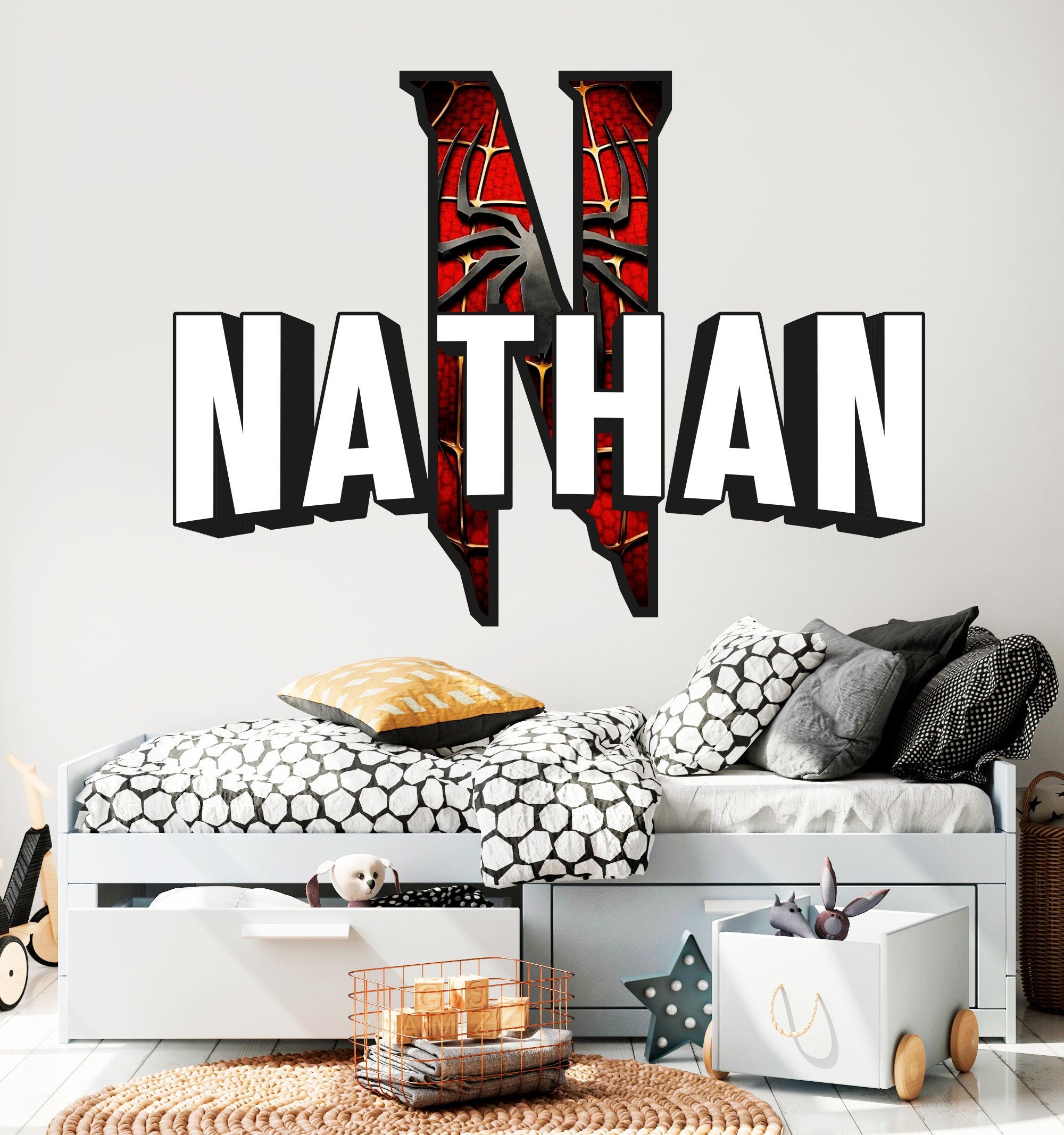 Custom Spider Initial Name Wall Decal, Personalized Spider Name Vinyl ...