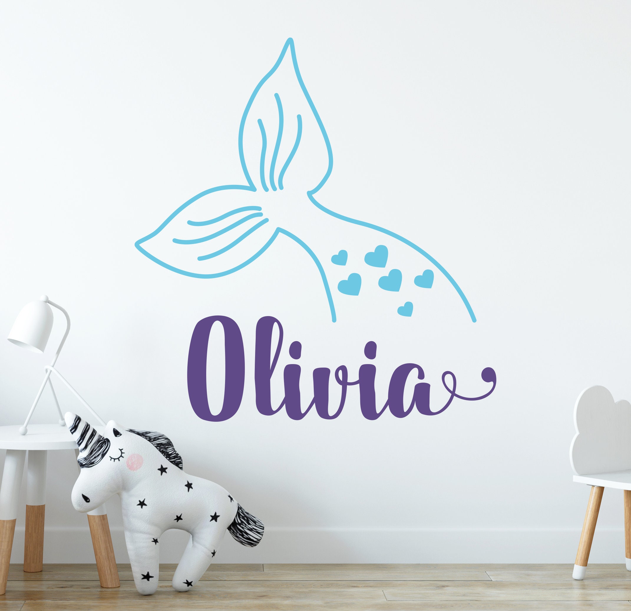 Custom Mermaid Tail Name Wall Decal| Personalized Sirenita Tail ...