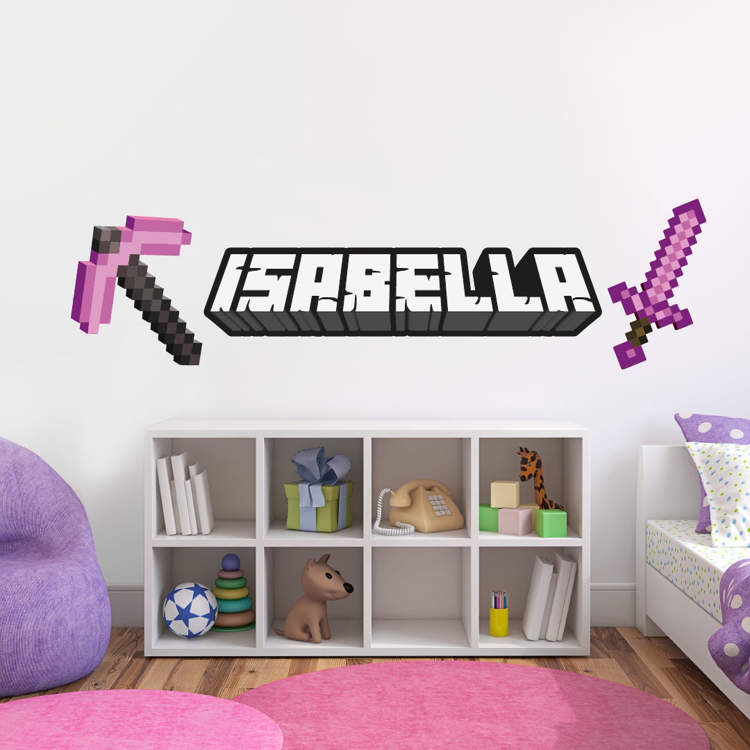Custom Girly Gamer Axe and Sword Wall Decal | Personalized Name Vinyl ...