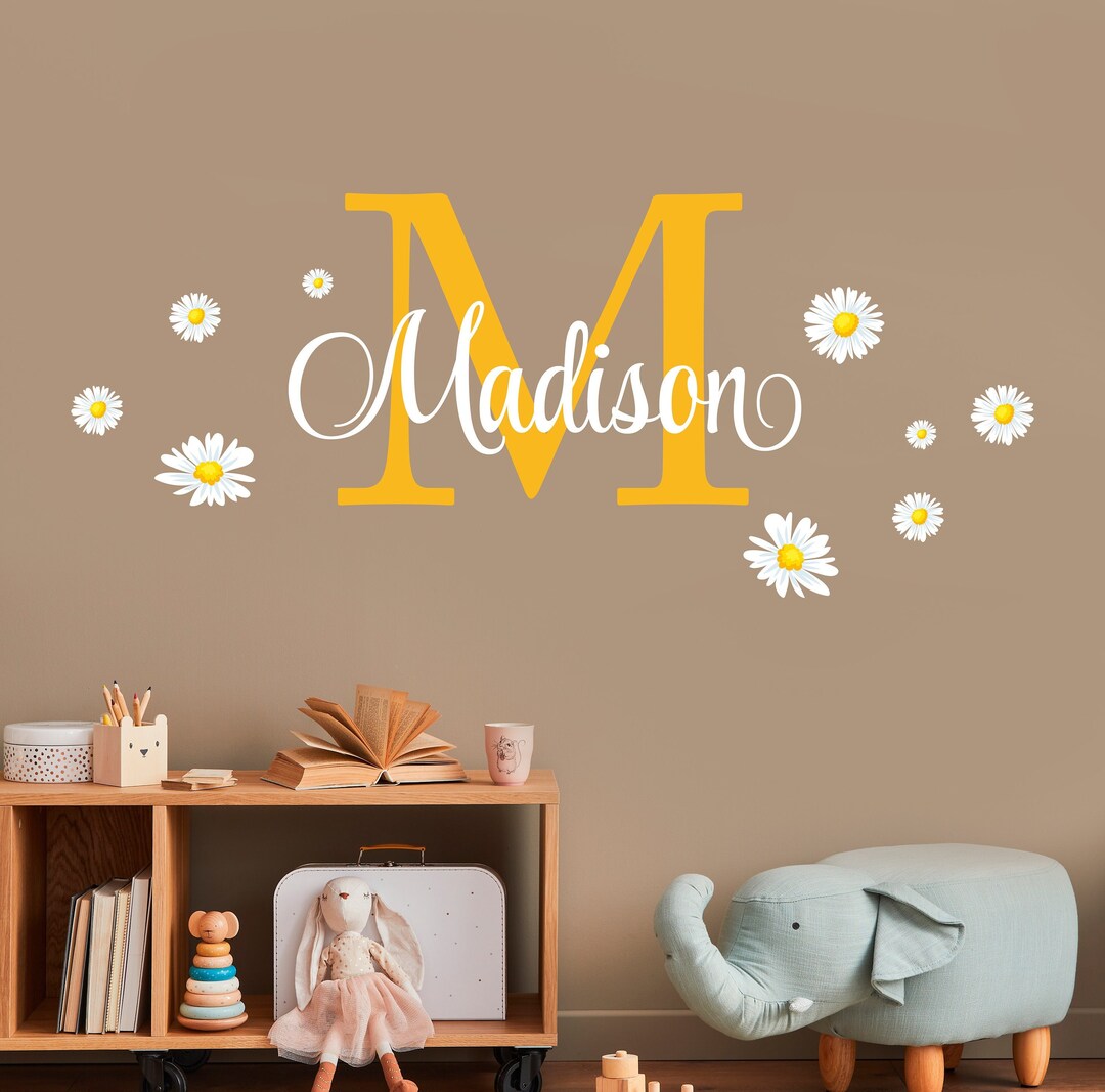 Custom Sunflowers Name & Initial Wall Decal, Personalized Sunflower ...