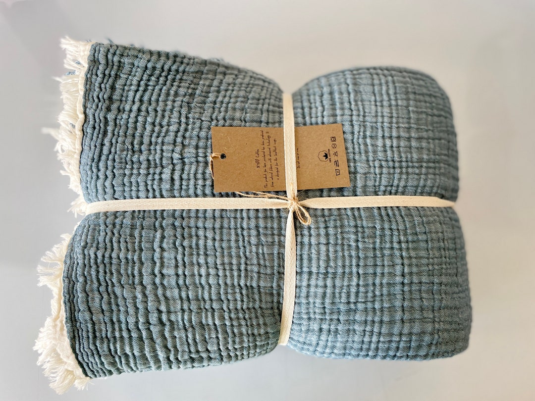 100% Cotton Muslin Bedspread, 4 Layers Throw Blanket, Extra Soft Cotton ...