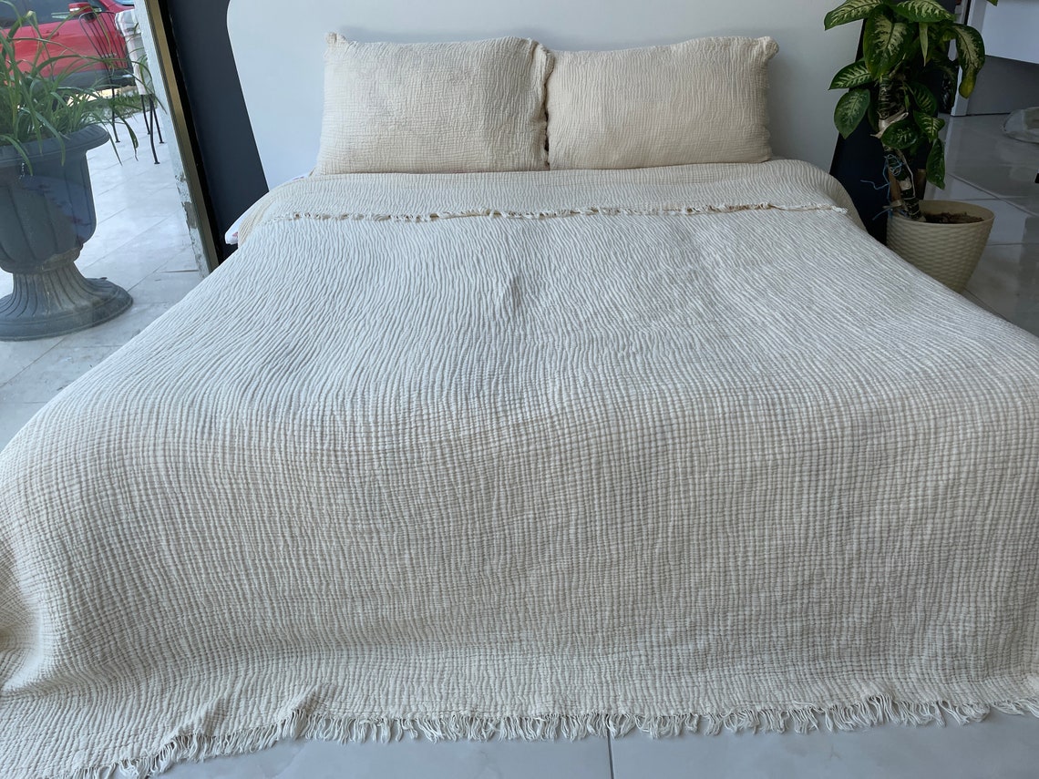 100% Cotton Muslin Bedspread 4 Layers Throw Blanket Extra - Etsy