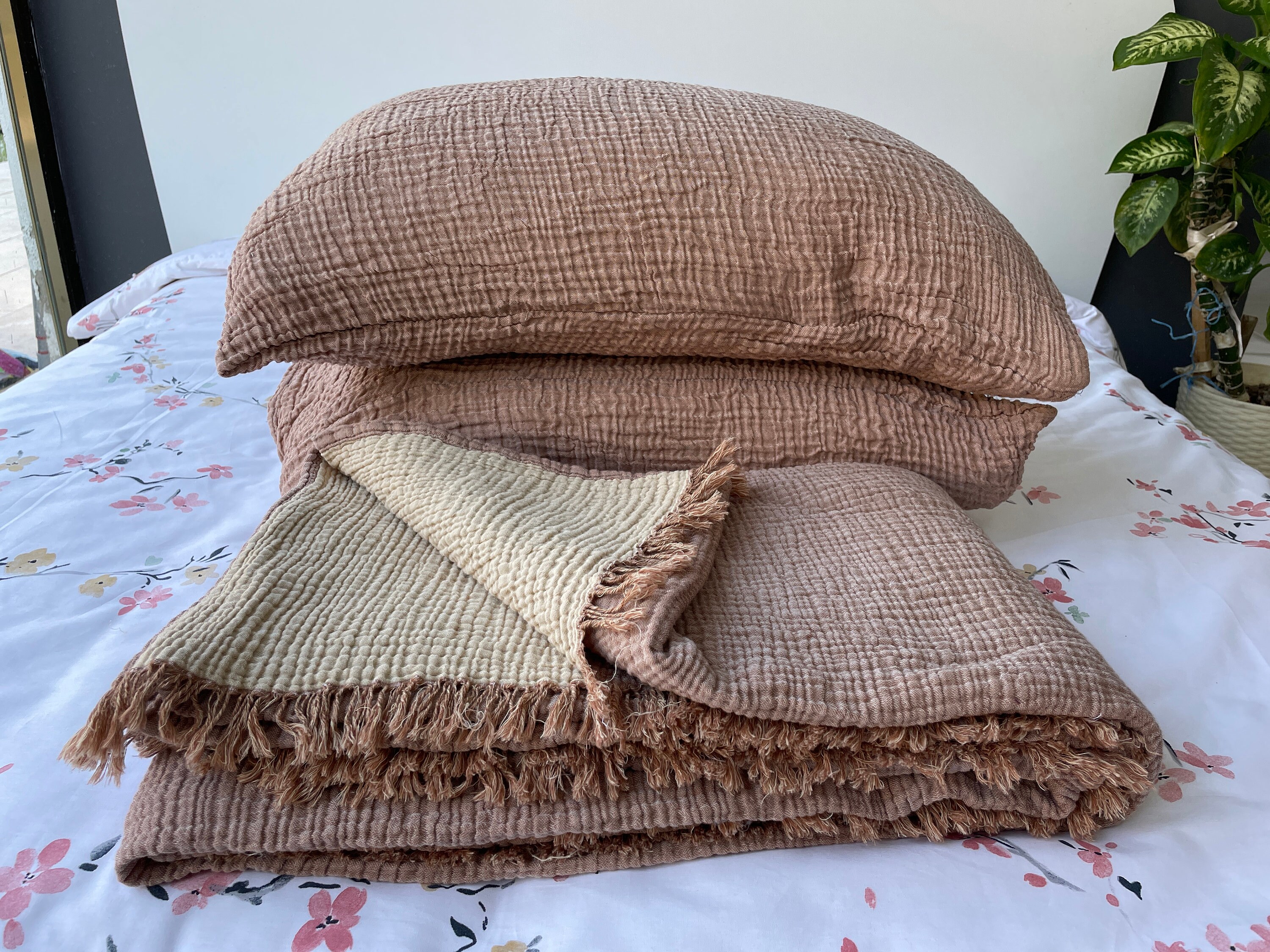 100% Cotton Muslin Bedspread 4 Layers Throw Blanket Extra - Etsy