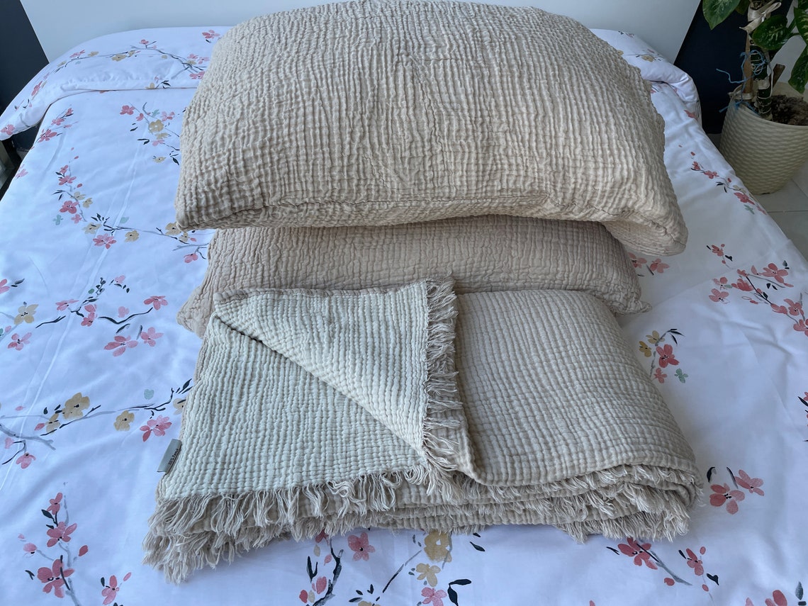 100% Cotton Muslin Bedspread 4 Layers Throw Blanket Extra - Etsy
