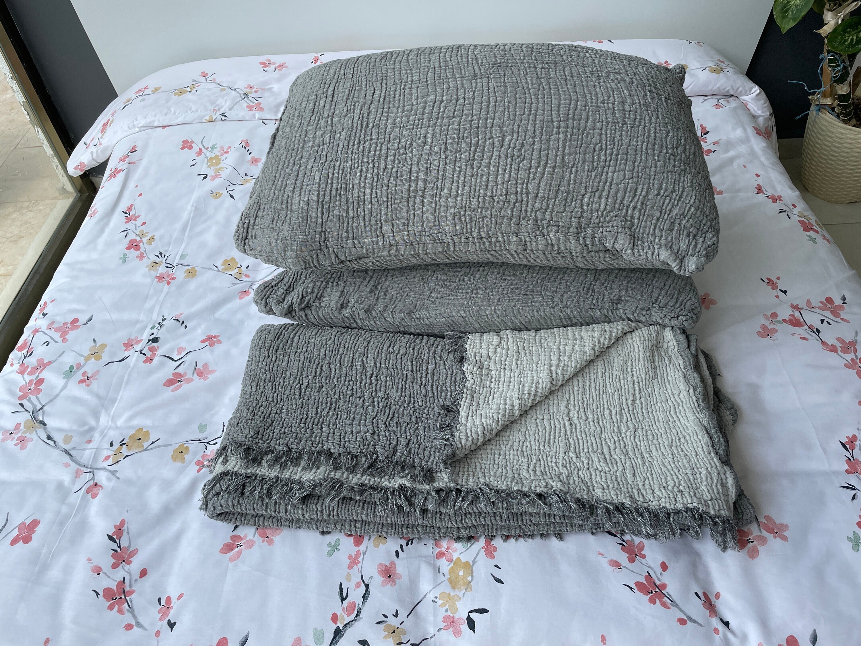 100% Cotton Muslin Bedspread 4 Layers Throw Blanket Extra - Etsy