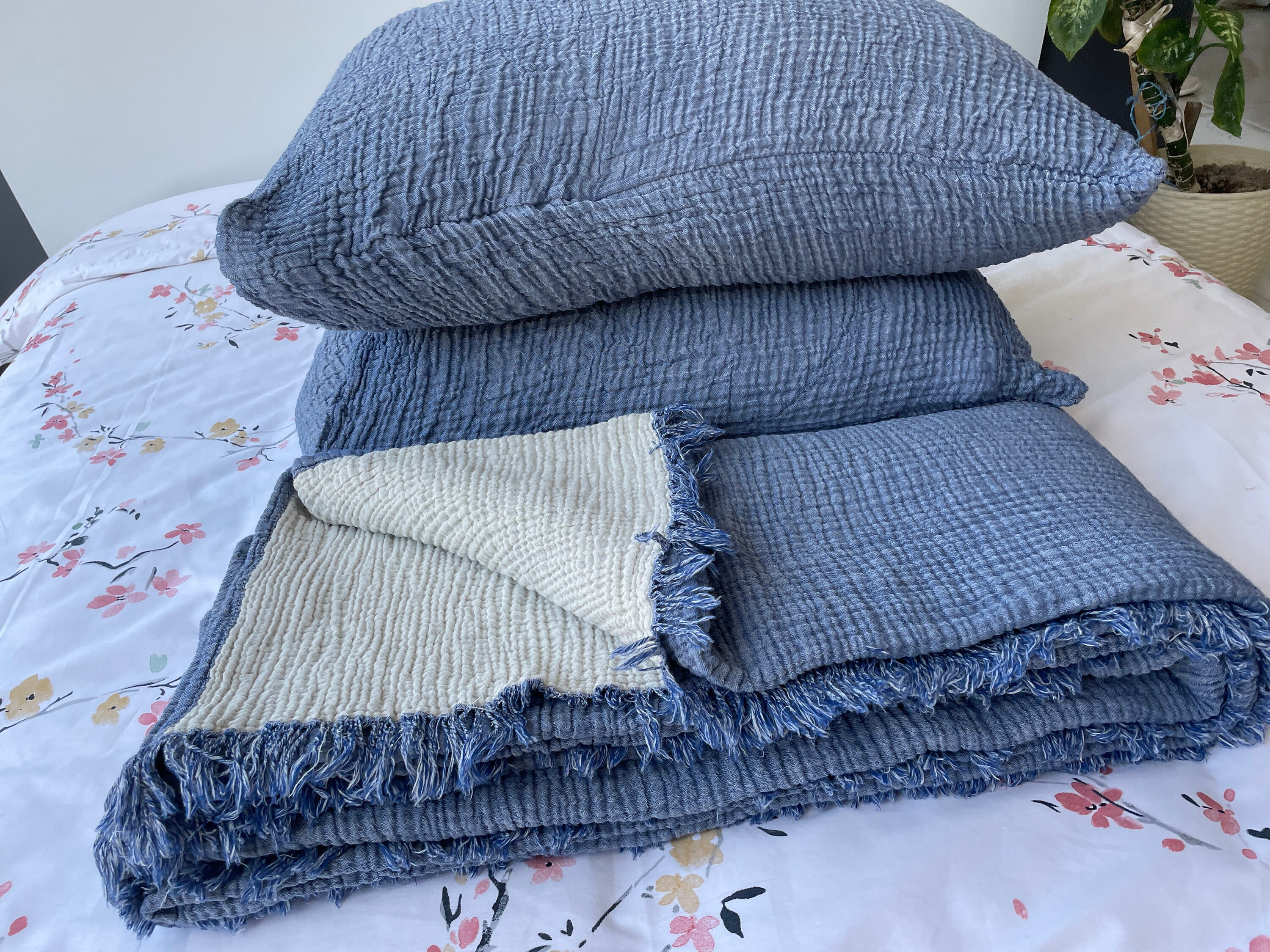 100% Cotton Muslin Bedspread 4 Layers Throw Blanket Extra - Etsy