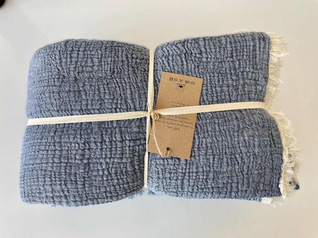 100% Cotton Muslin Bedspread, 4 Layers Throw Blanket, Extra Soft Cotton ...