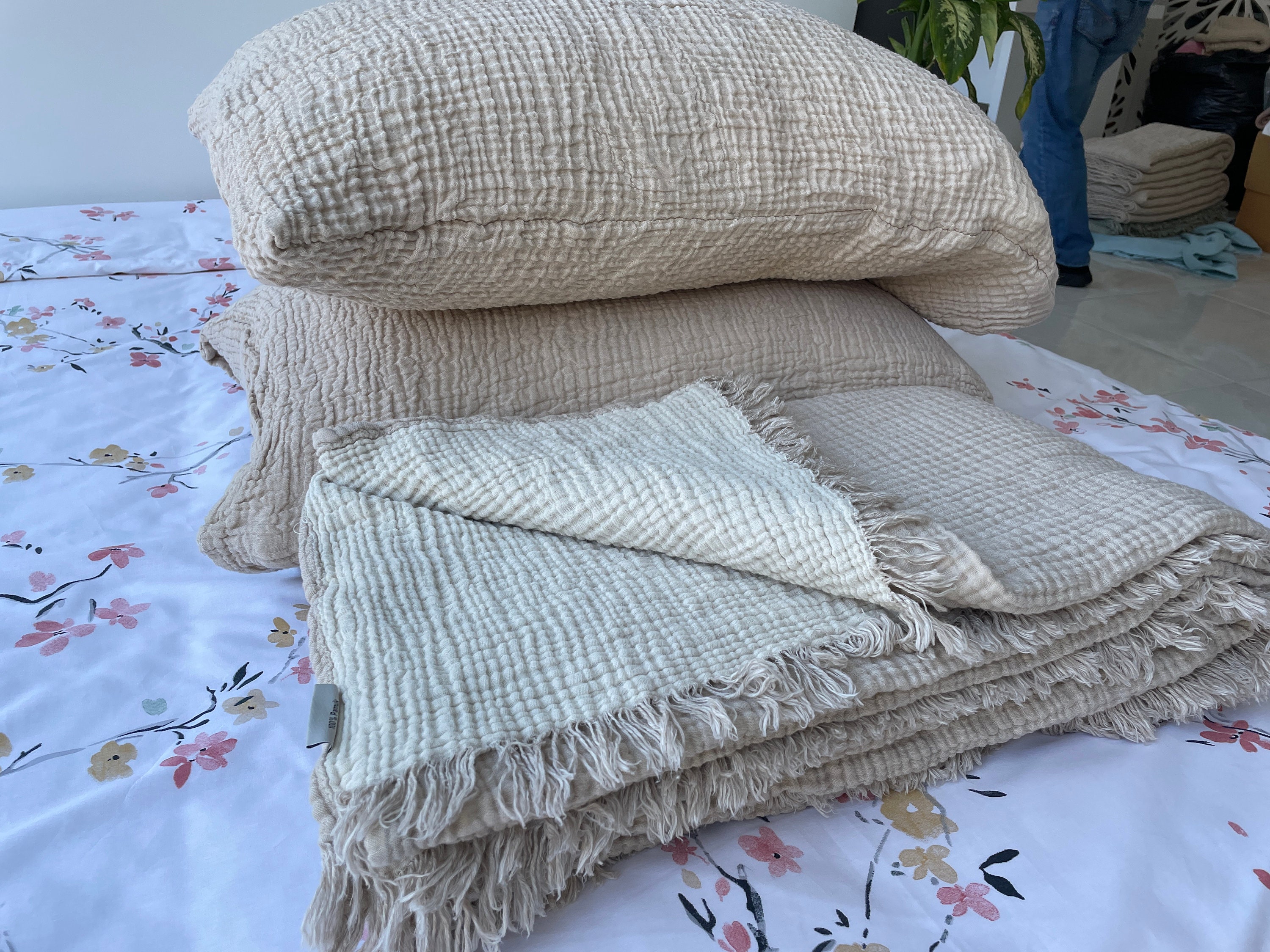 100% Cotton Muslin Bedspread 4 Layers Throw Blanket Extra - Etsy