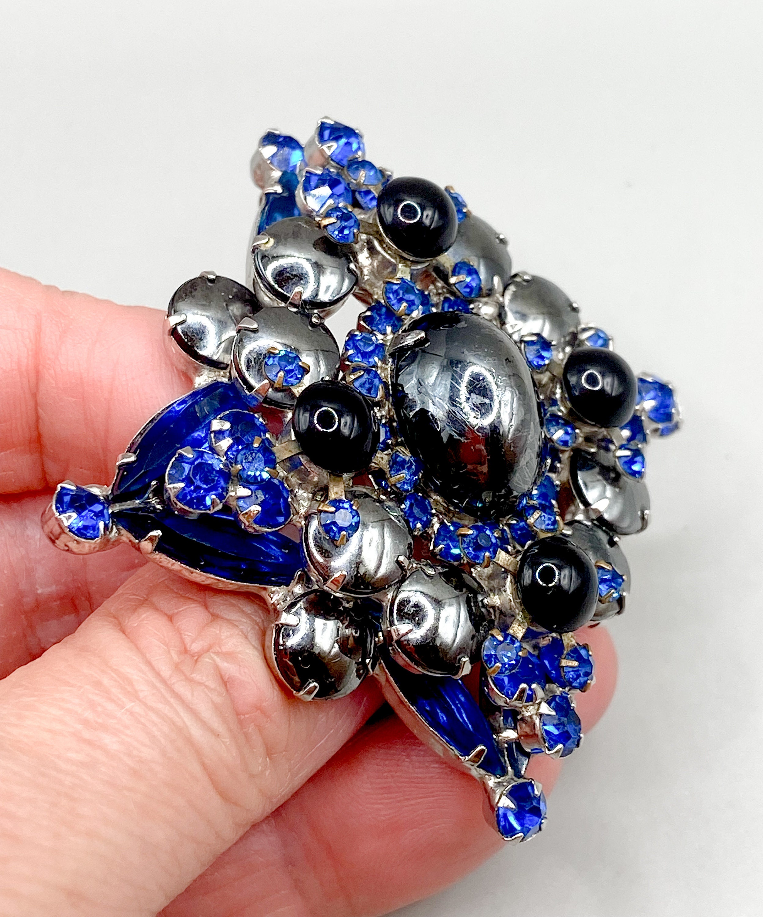 Vintage Verified Juliana D&E Royal Two Layers Blue Rhinestones and ...