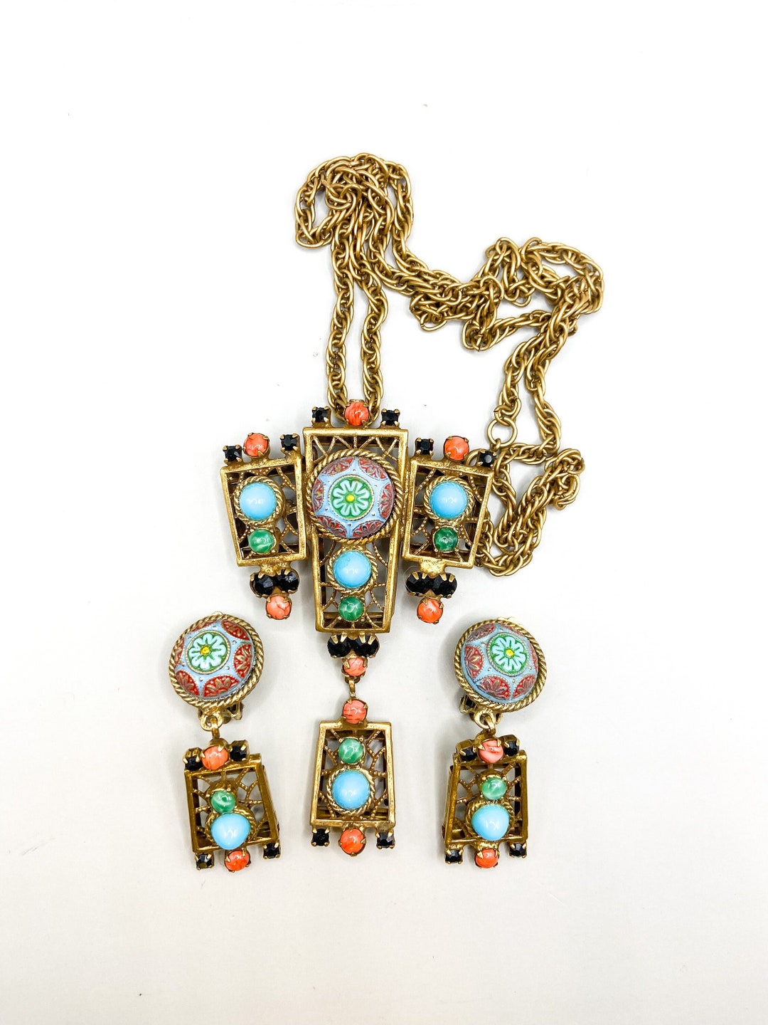 Vintage Verified Juliana Delizza & Elster Moroccan Matrix Jewelry Set ...
