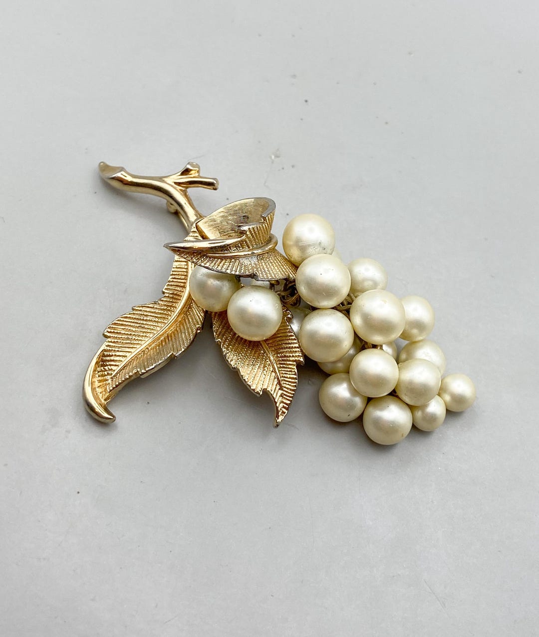 Vintage Marcel Boucher Faux Pearl Grape Vine Dangle Brooch 1960-s - Etsy