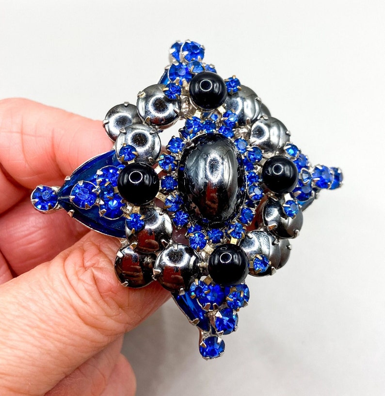Vintage Verified Juliana D&E Royal Two Layers Blue Rhinestones and ...