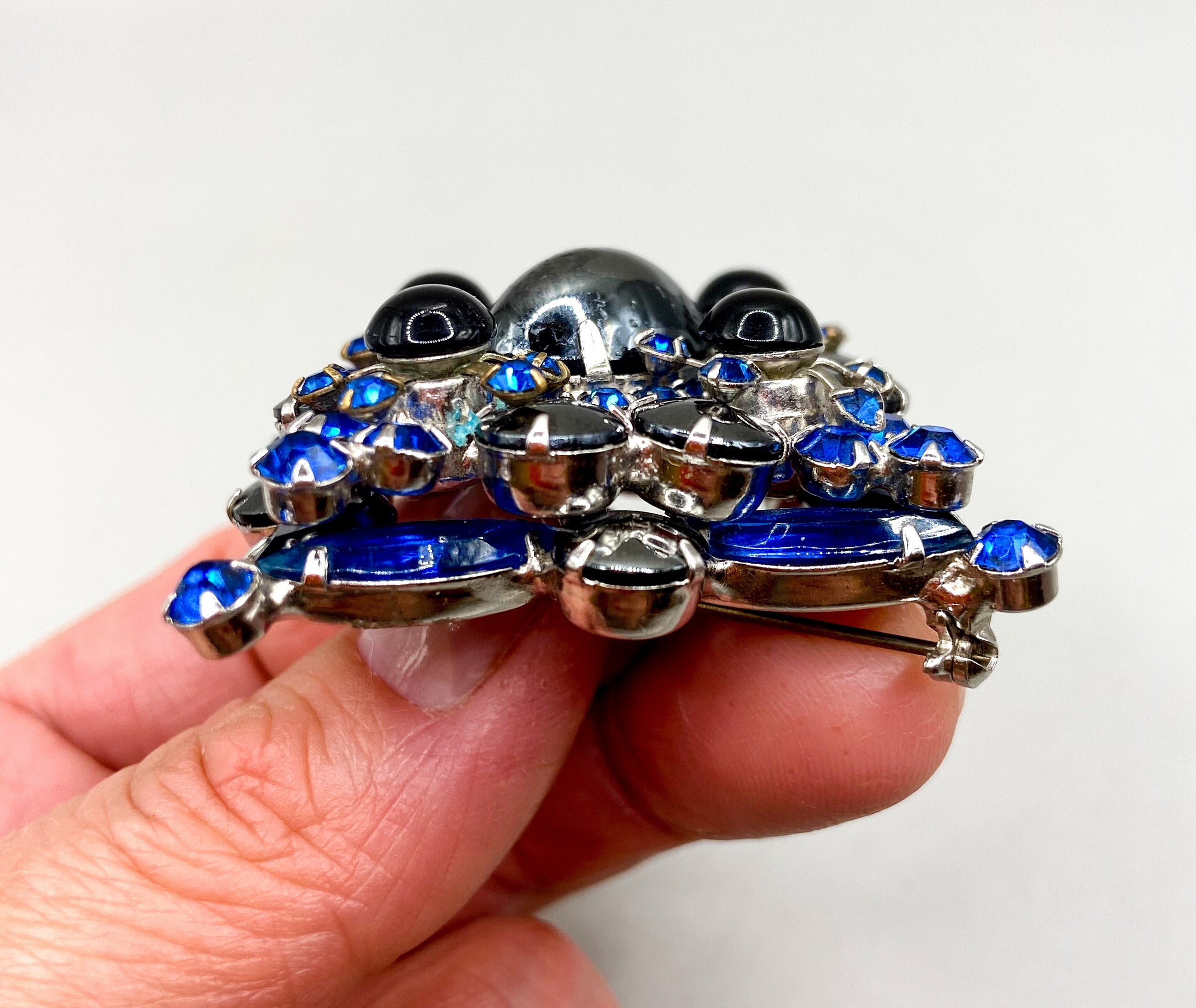 Vintage Verified Juliana D&E Royal Two Layers Blue Rhinestones and ...