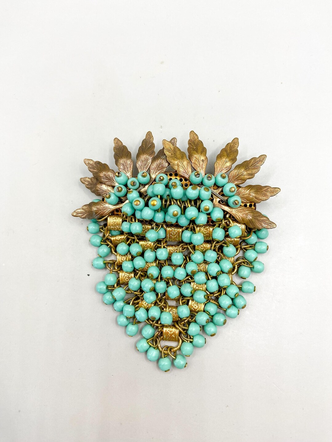 Vintage Miriam Haskell Faux Turquoise Beaded Brooch, Frank Hess Design ...