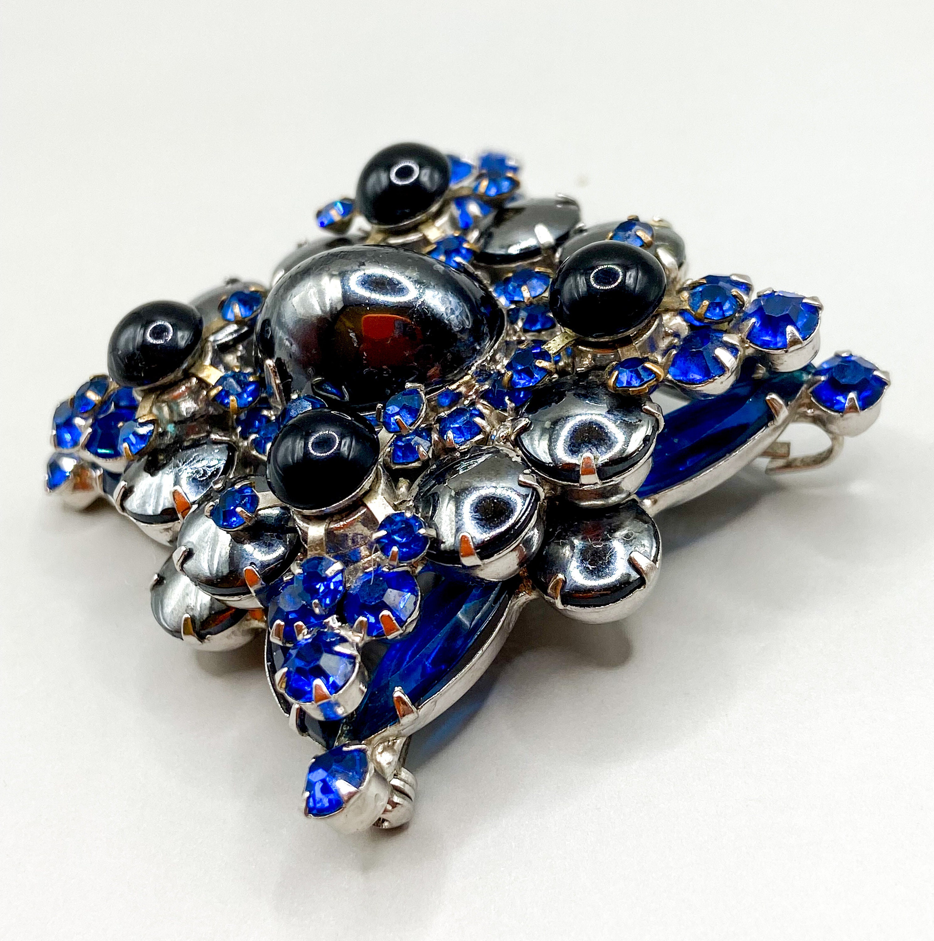 Vintage Verified Juliana D&E Royal Two Layers Blue Rhinestones and ...