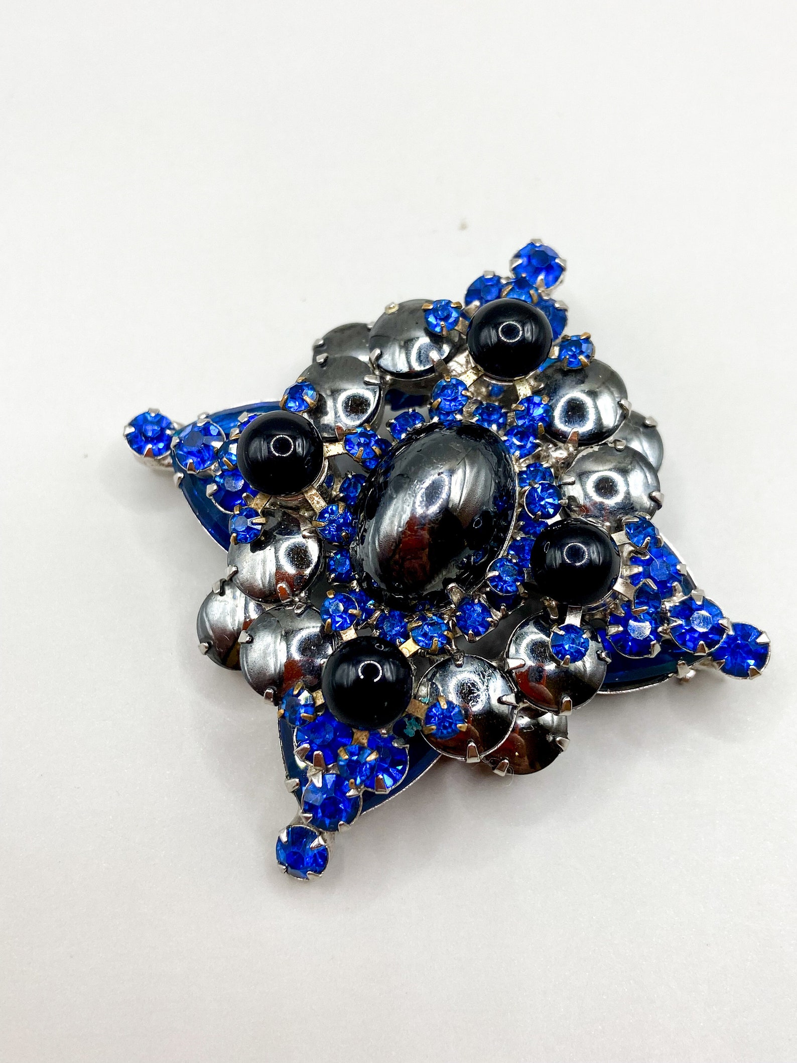 Vintage Verified Juliana D&E Royal Two Layers Blue Rhinestones and ...