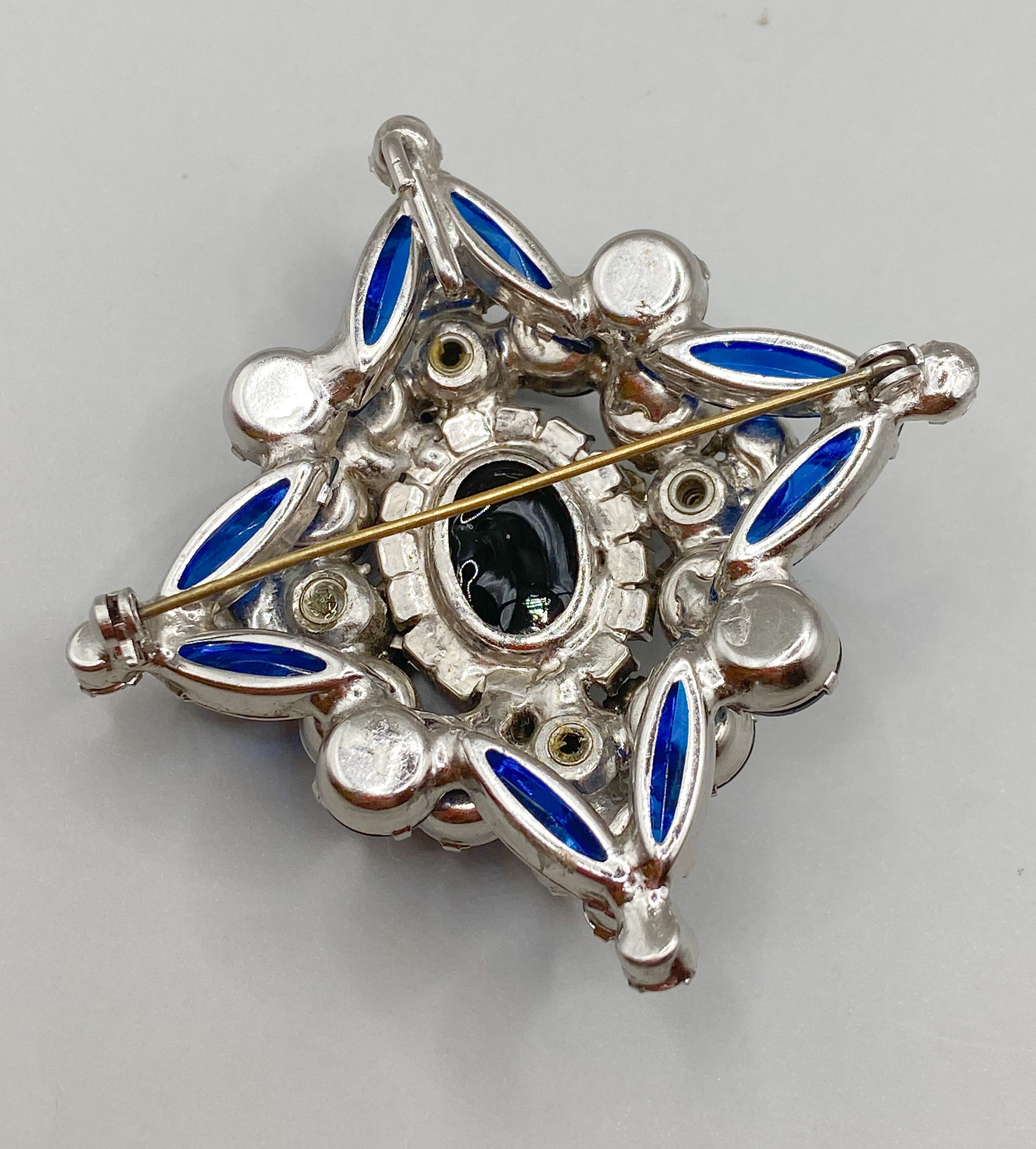 Vintage Verified Juliana D&E Royal Two Layers Blue Rhinestones and ...