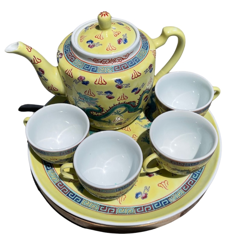 6 Piece Antique Chinese Dragon Tea Set - Etsy