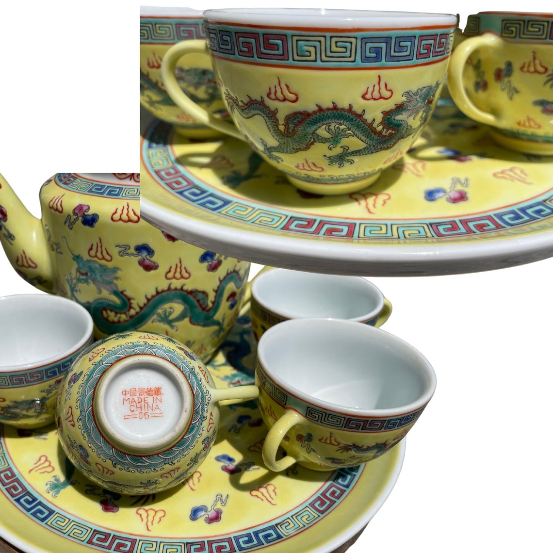 6 Piece Antique Chinese Dragon Tea Set - Etsy