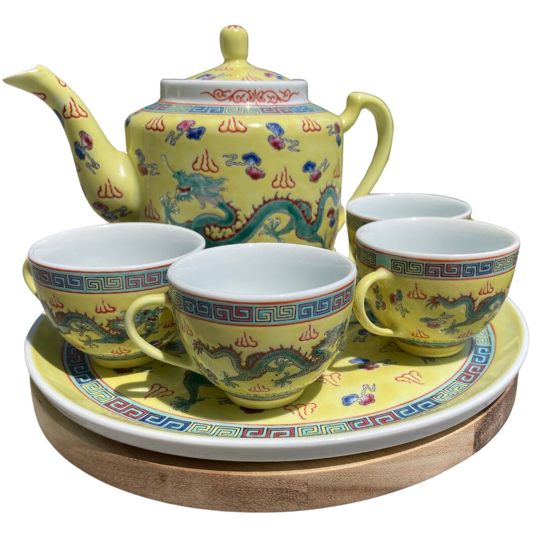 6 Piece Antique Chinese Dragon Tea Set - Etsy