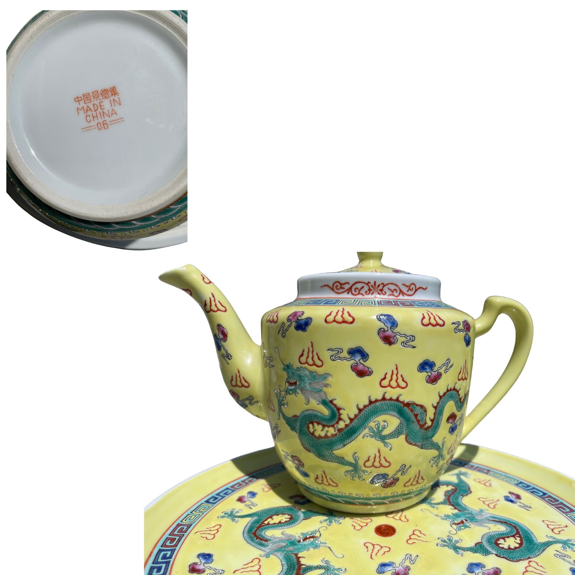 6 Piece Antique Chinese Dragon Tea Set - Etsy