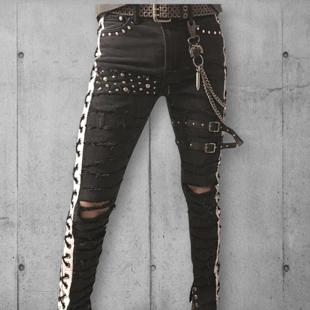 Men’s Blackout Gothic/punk Rocker Jeans - Etsy