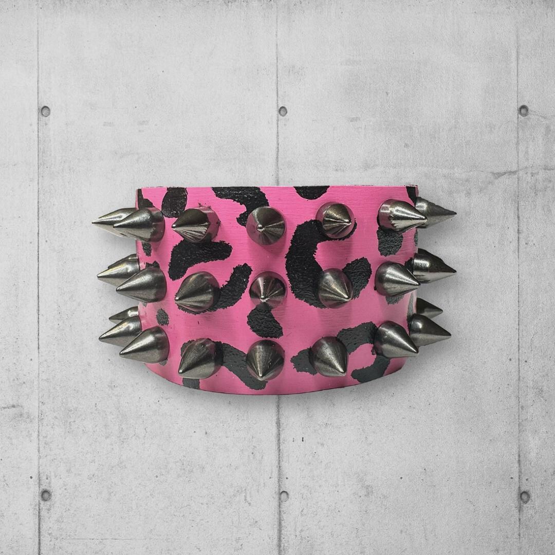 Punk Leopard Print Spiked Leather Bracelet - Etsy