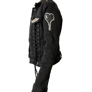 Women’s Black Emo/punk Rock/gothic Kitty Bling Denim Jacket - Etsy