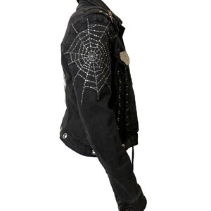 Women’s Black Emo/punk Rock/gothic Kitty Bling Denim Jacket - Etsy