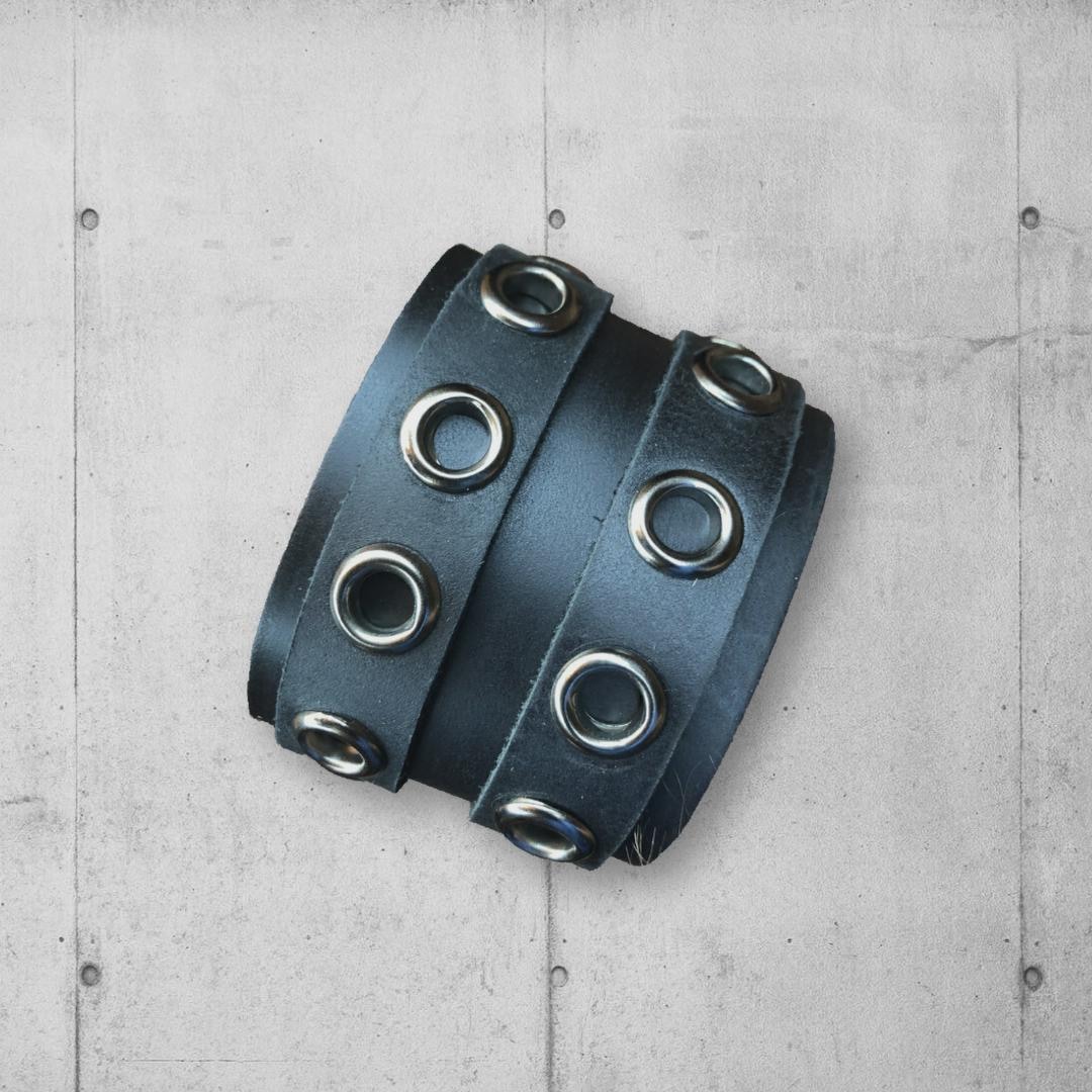 Two Strap Leather Wrist Cuff W/eyelets - Etsy