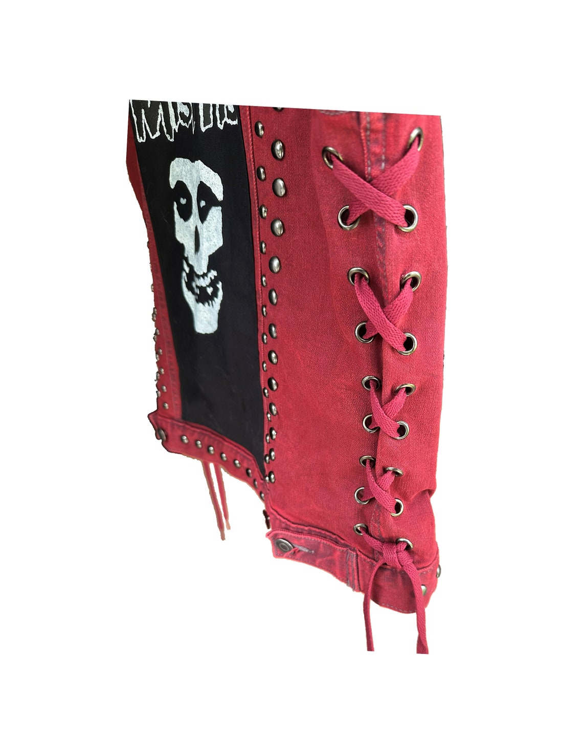 Women's Red Denim Punk Rib Cage Vest - Etsy