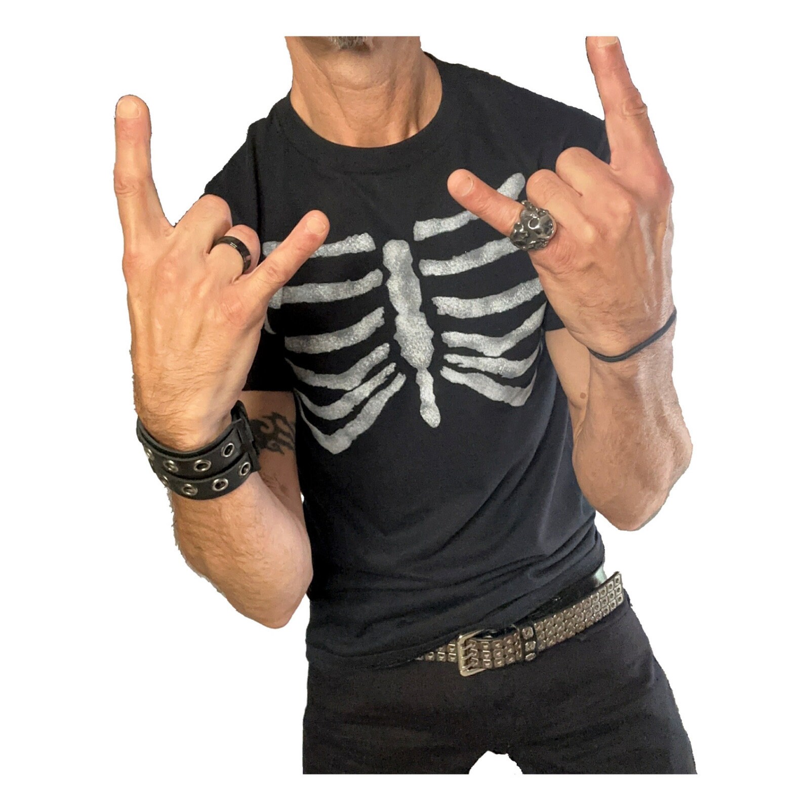 Punk Rock Skeleton Rib Cage Black T Shirt - Etsy
