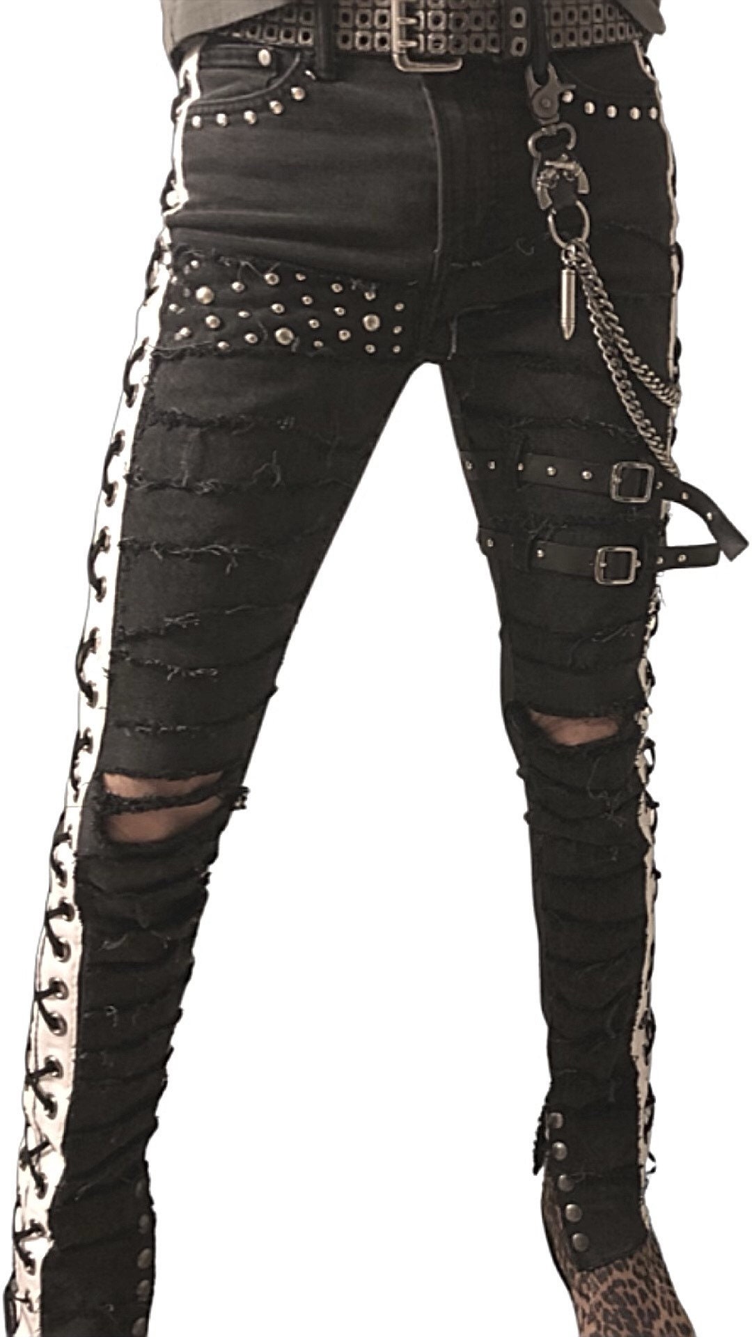 Men’s Blackout Gothic/punk Rocker Jeans - Etsy
