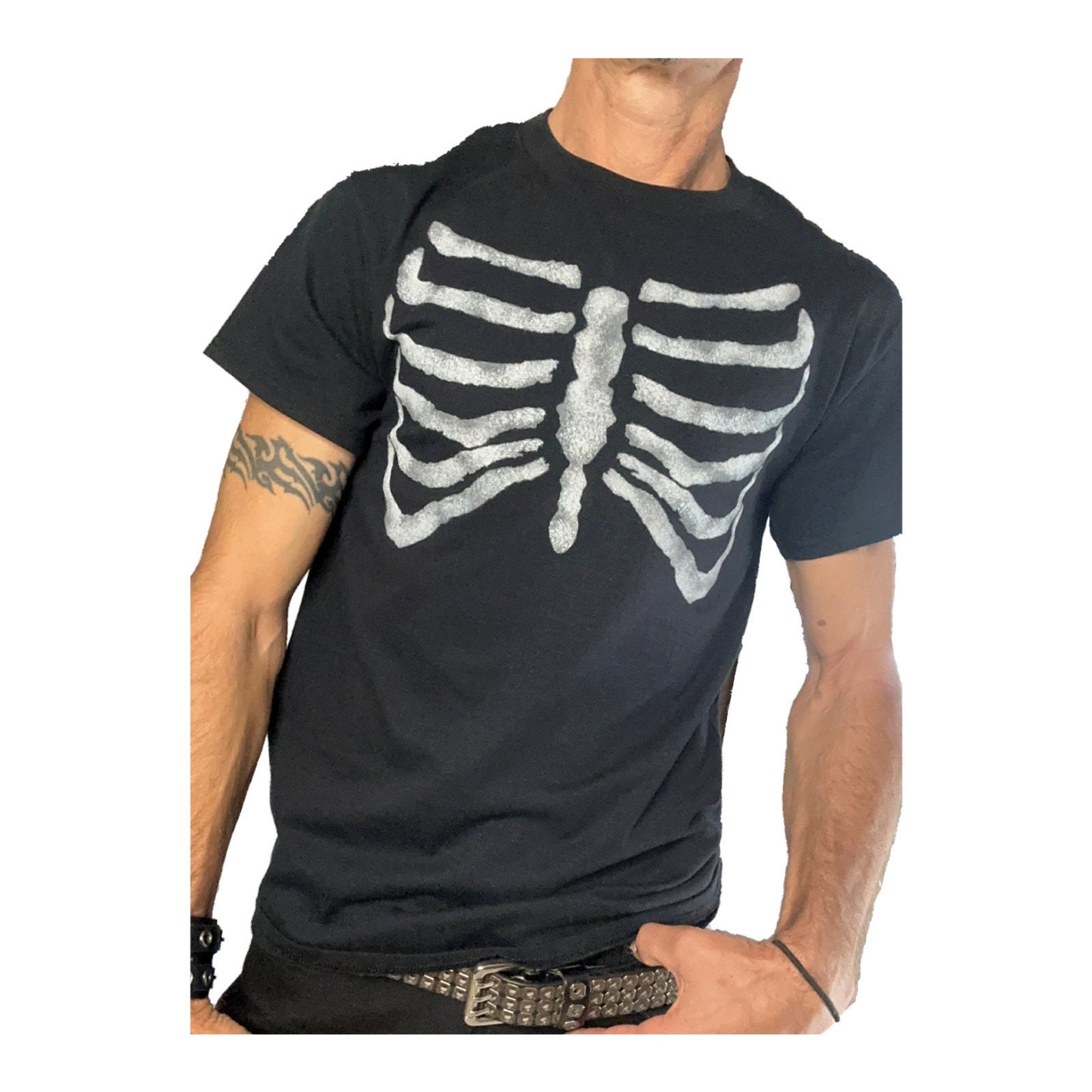 Punk Rock Skeleton Rib Cage Black T Shirt - Etsy