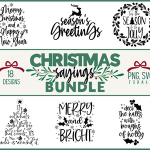Christmas Quotes SVG Sayings Reindeer Snowman Santa Claus Bundle Cut ...