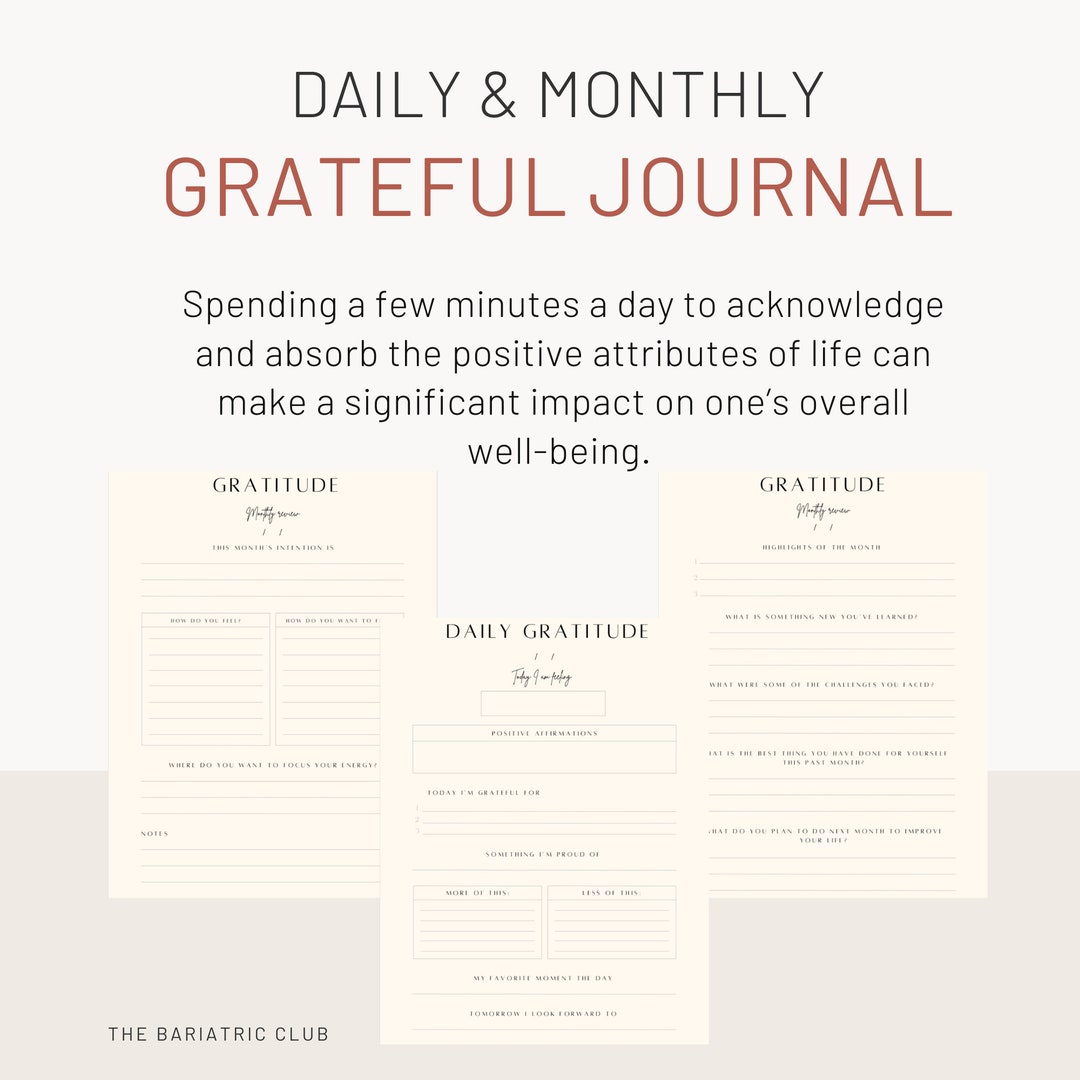 Daily and Monthly Gratitude Journal - Digital Print - Digital Download ...