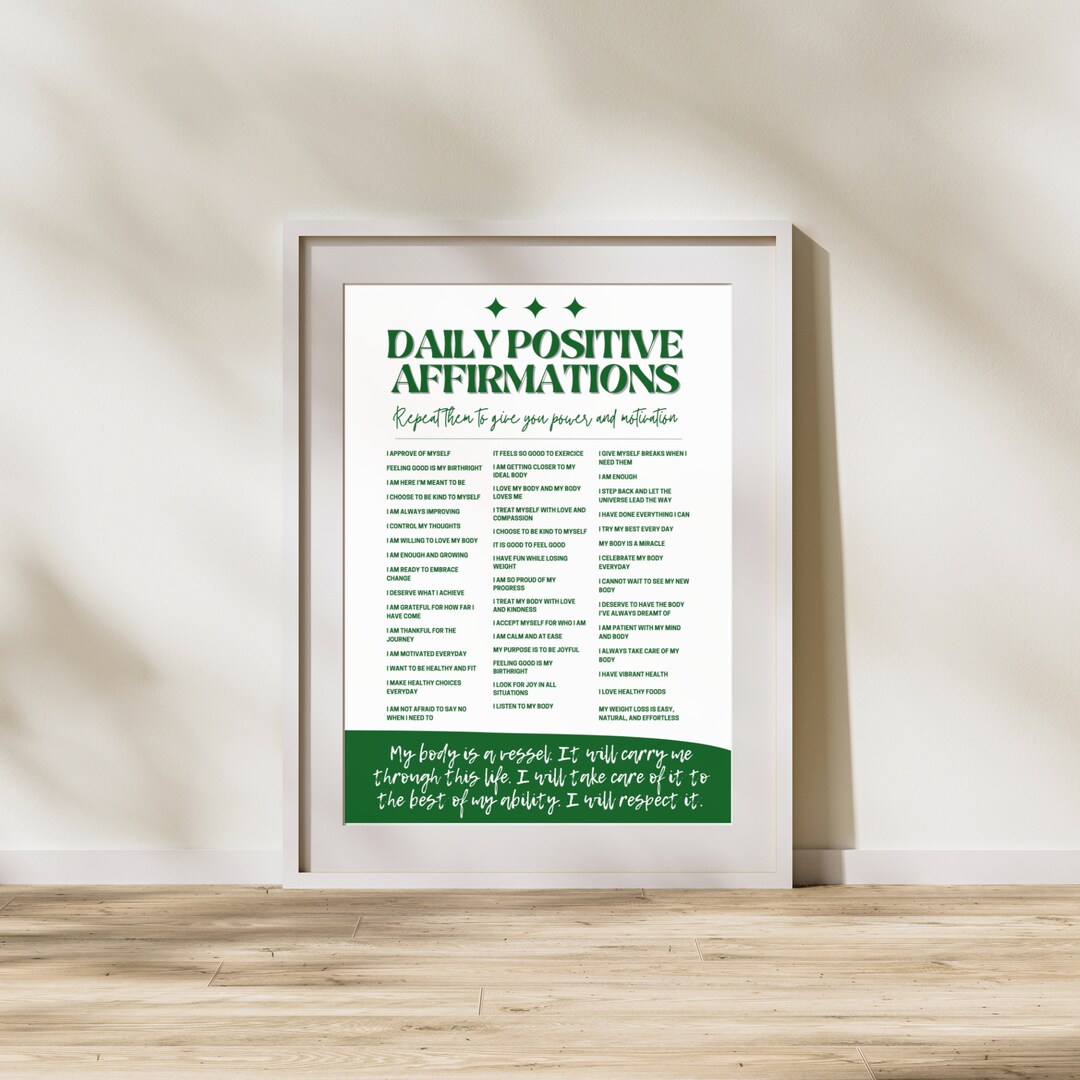 Weight Loss Affirmation Wall Poster - Digital Download Print - Etsy