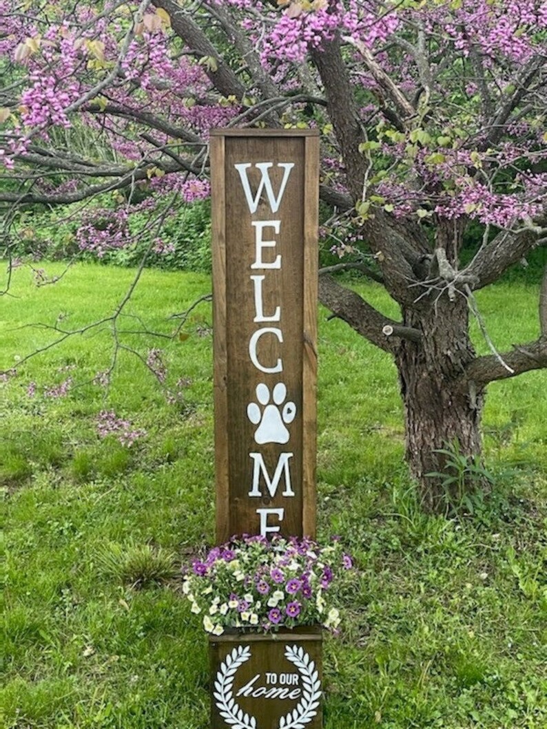 Customized Welcome Sign Planter Box, Personalized Porch Sign, Flower ...