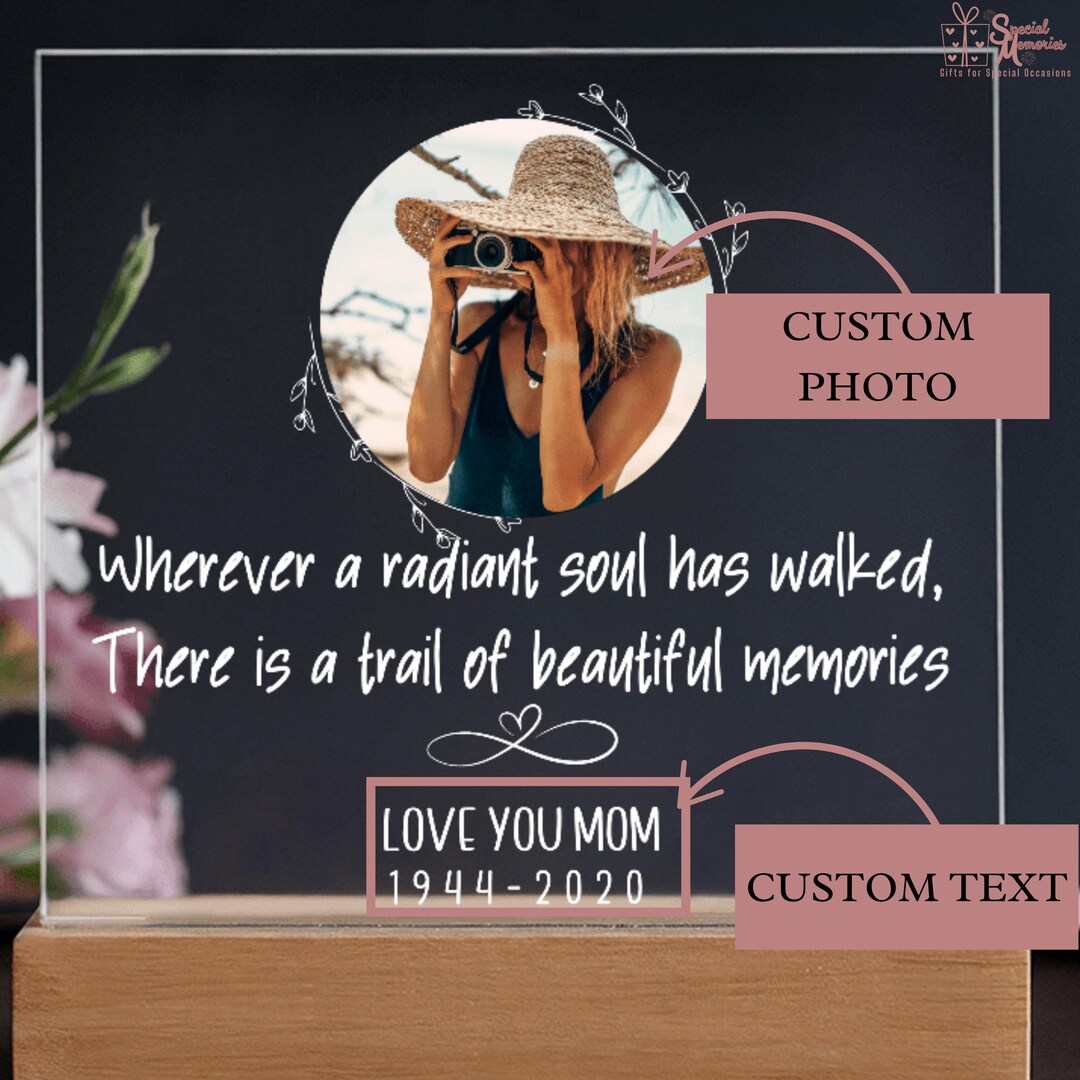 Personalized Photo Text Memorial LED Acrylic, Remembrance Photo ...