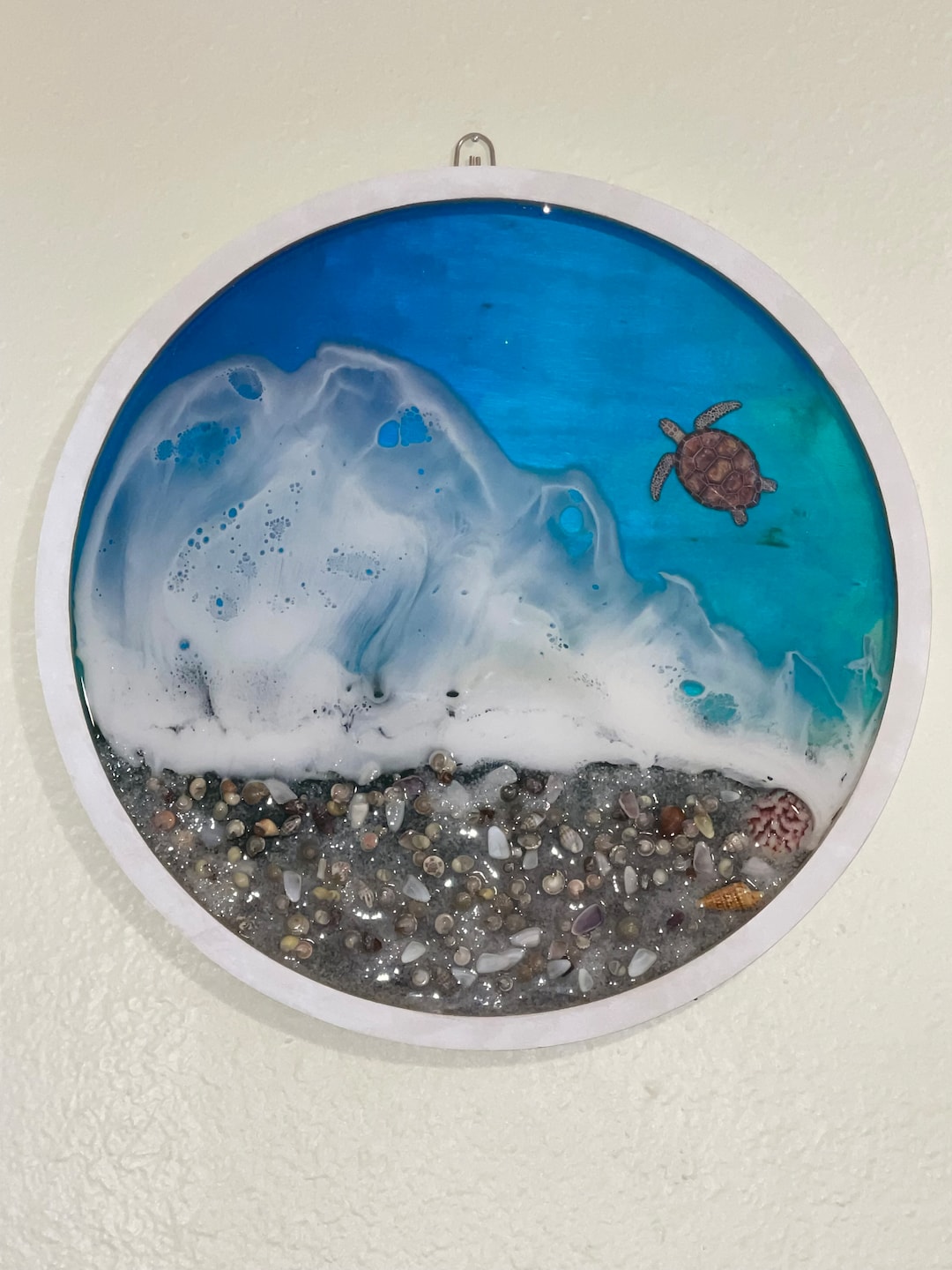 Epoxy Beach Scene Turtle Swimming- Epoxy Waves Resin Waves - Etsy