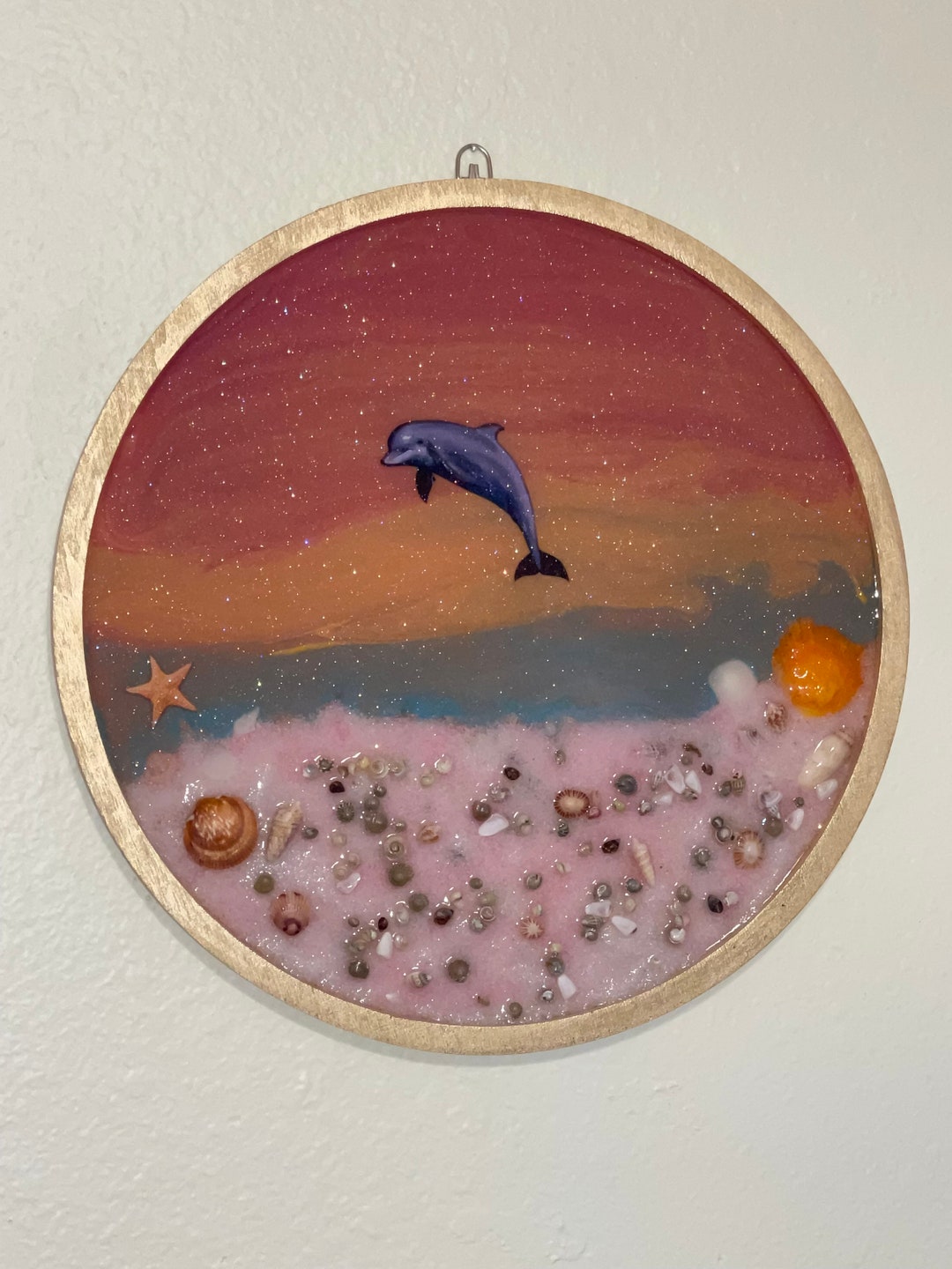 Epoxy Beach Scene- Epoxy Art Scene- Epoxy Ocean Scene With Dolphin and ...