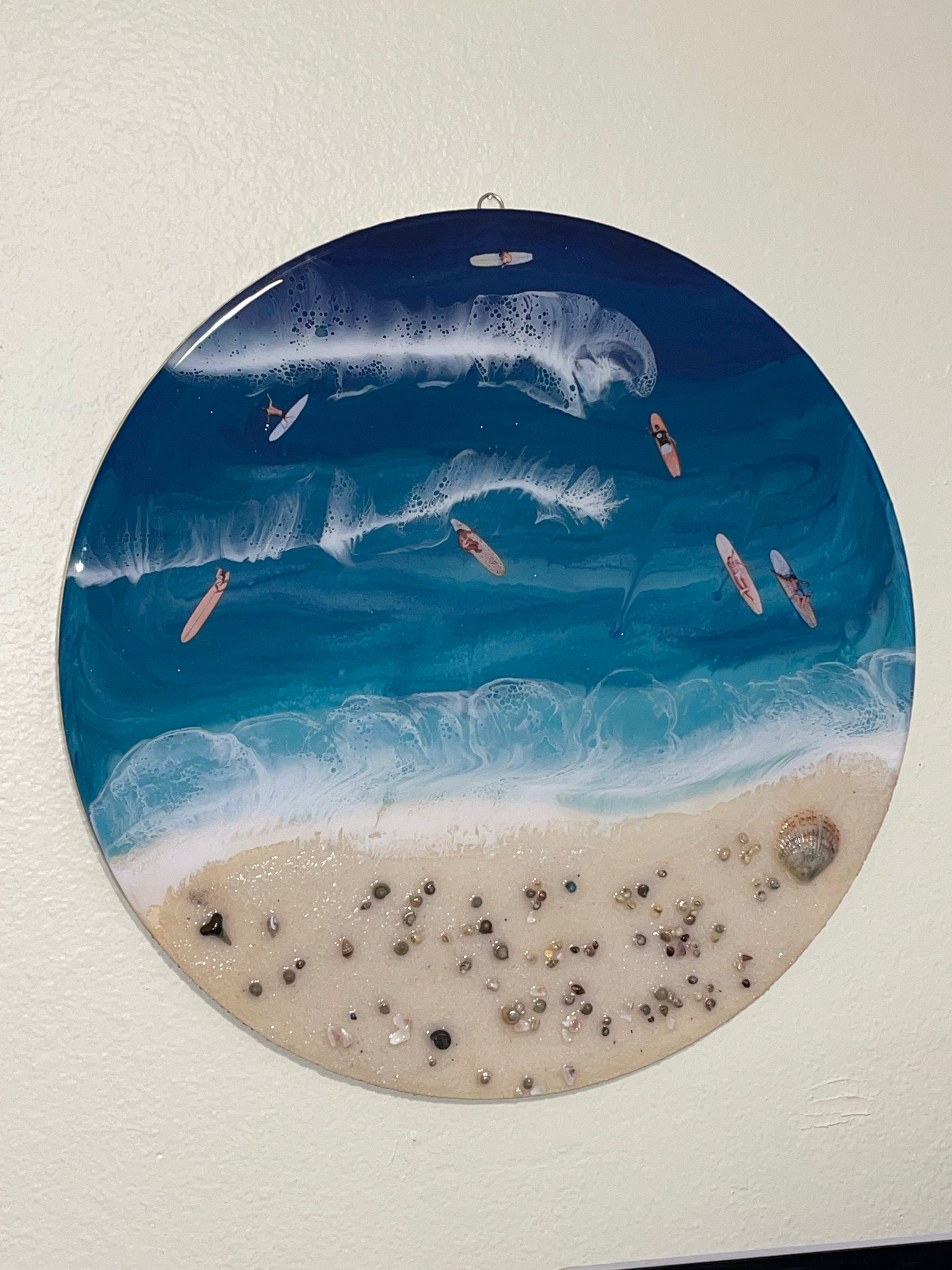 Epoxy Beach Scene- Surfer Scene- Epoxy Waves- Epoxy Wall Art- Resin ...
