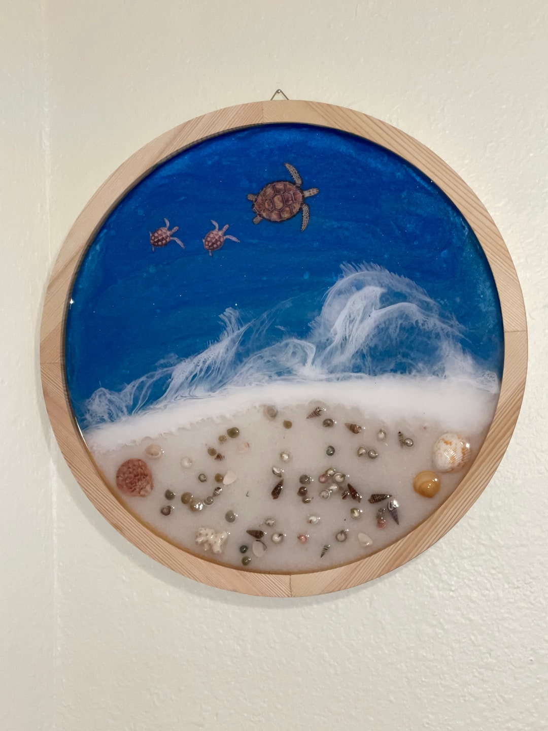 Epoxy Beach Scene- Epoxy Waves- Epoxy Ocean Scene With Baby Turtles - Etsy