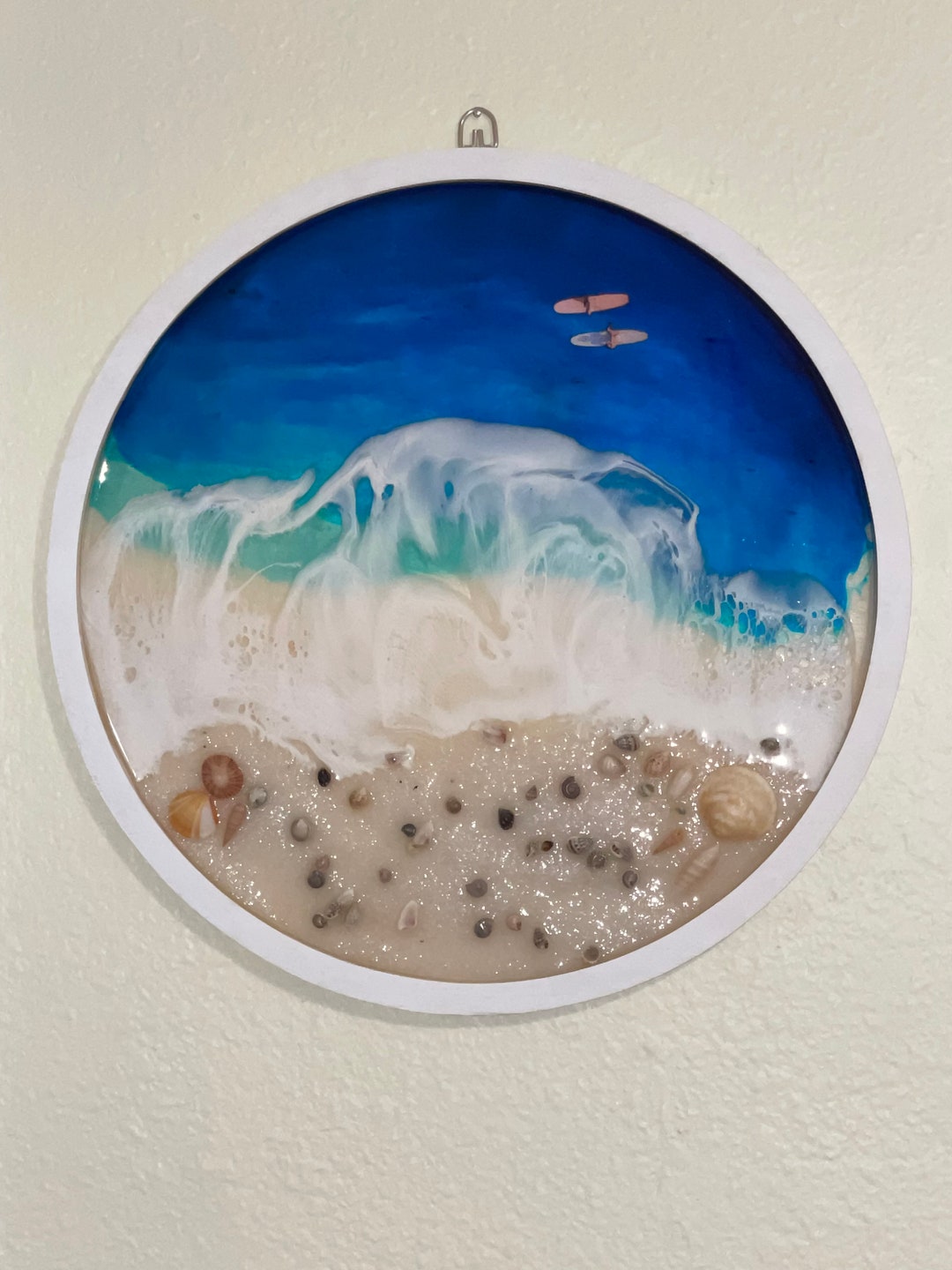 Epoxy Beach Scene- Epoxy Waves Art With Surfers - Etsy