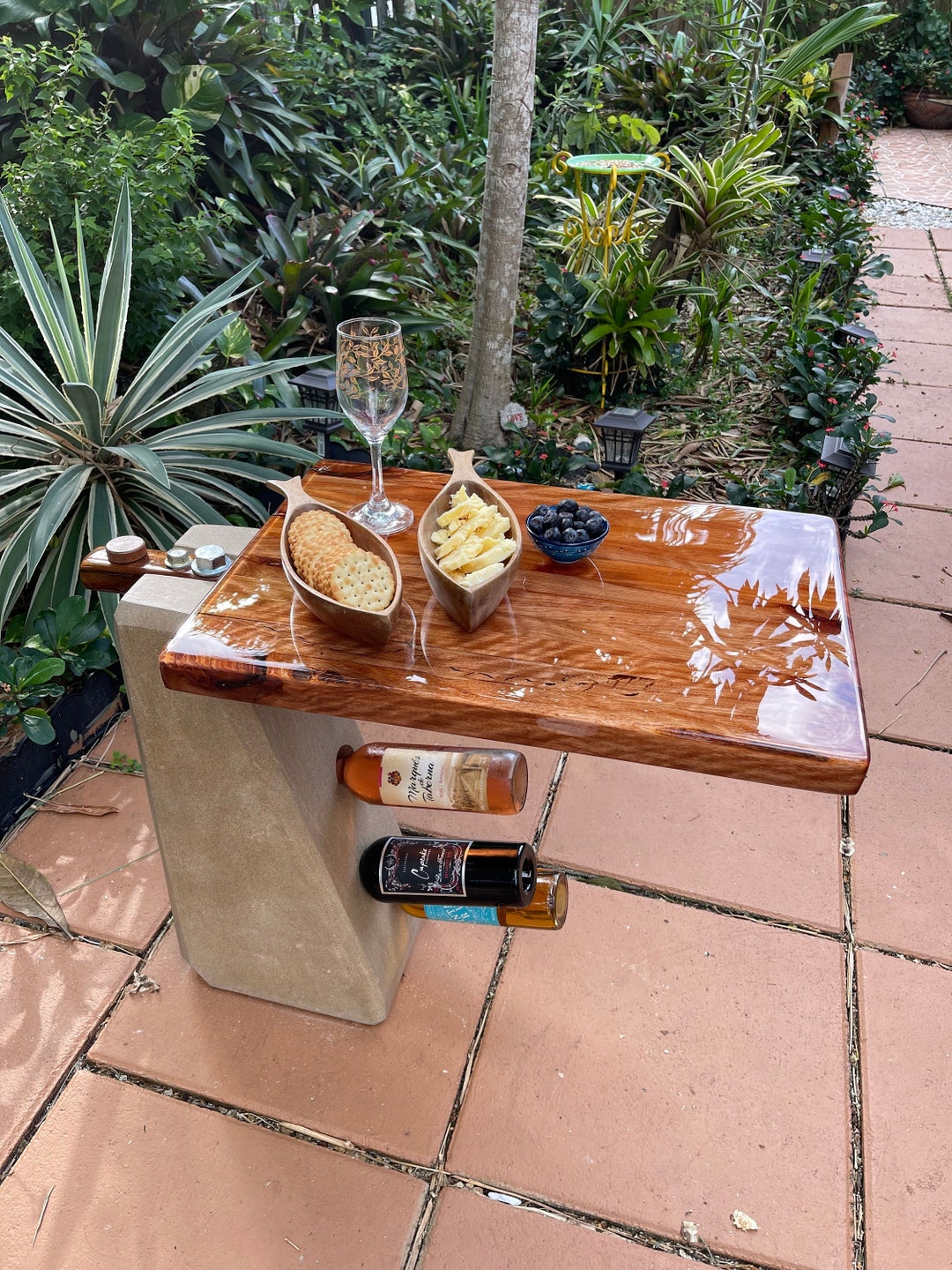 Custom Wine Rack Epoxy Table- Charcuterie Board Table Top- Limestone ...